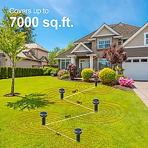 ELLASSAY Ultrasonic Mole Repellent Solar Powered 4 Pack Sonic Mole Deterrent Spikes,Snake Gopher Vole Repellent for Lawn Garden & Yard,Gopher Deterrent,Groundhog Repeller