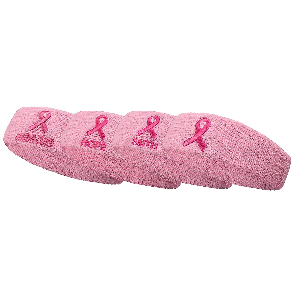 Pink Breast Cancer Awareness Ribbon Embroidery Headband(Head Sweatband) - Ribbon