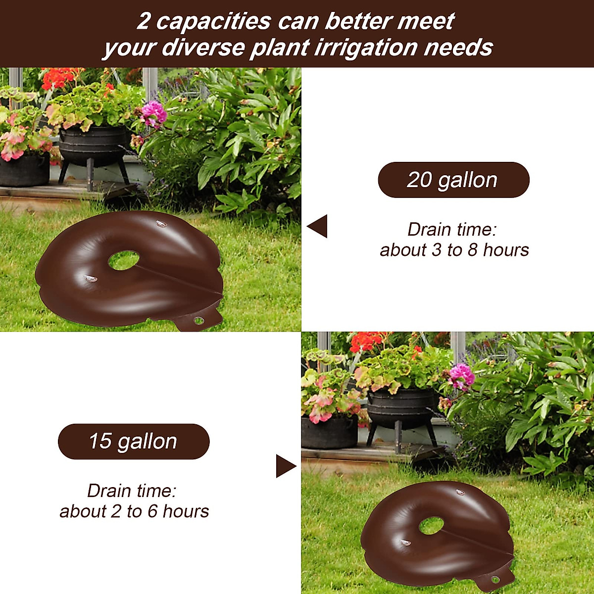 6 Pieces Tree Watering Ring Tree Watering Bag 15 Gallon 20 Gallon PVC Planting Water Bag Slow Release Drip Irrigation Ring Round Reusable Automatic Watering Bag for Trees Shrub Planting