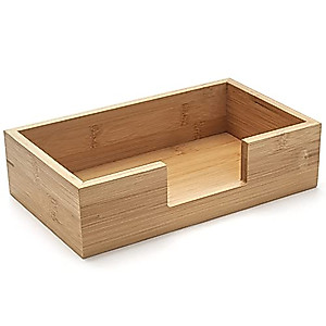 Bamboo Napkin Holder Rectangular, 9.5" x 5.5" x 2.5", Wood Guest Towel Tray, Toilet Tank Tray, Wooden Paper Towels Holder for Kitchen/Bathroom Countertop