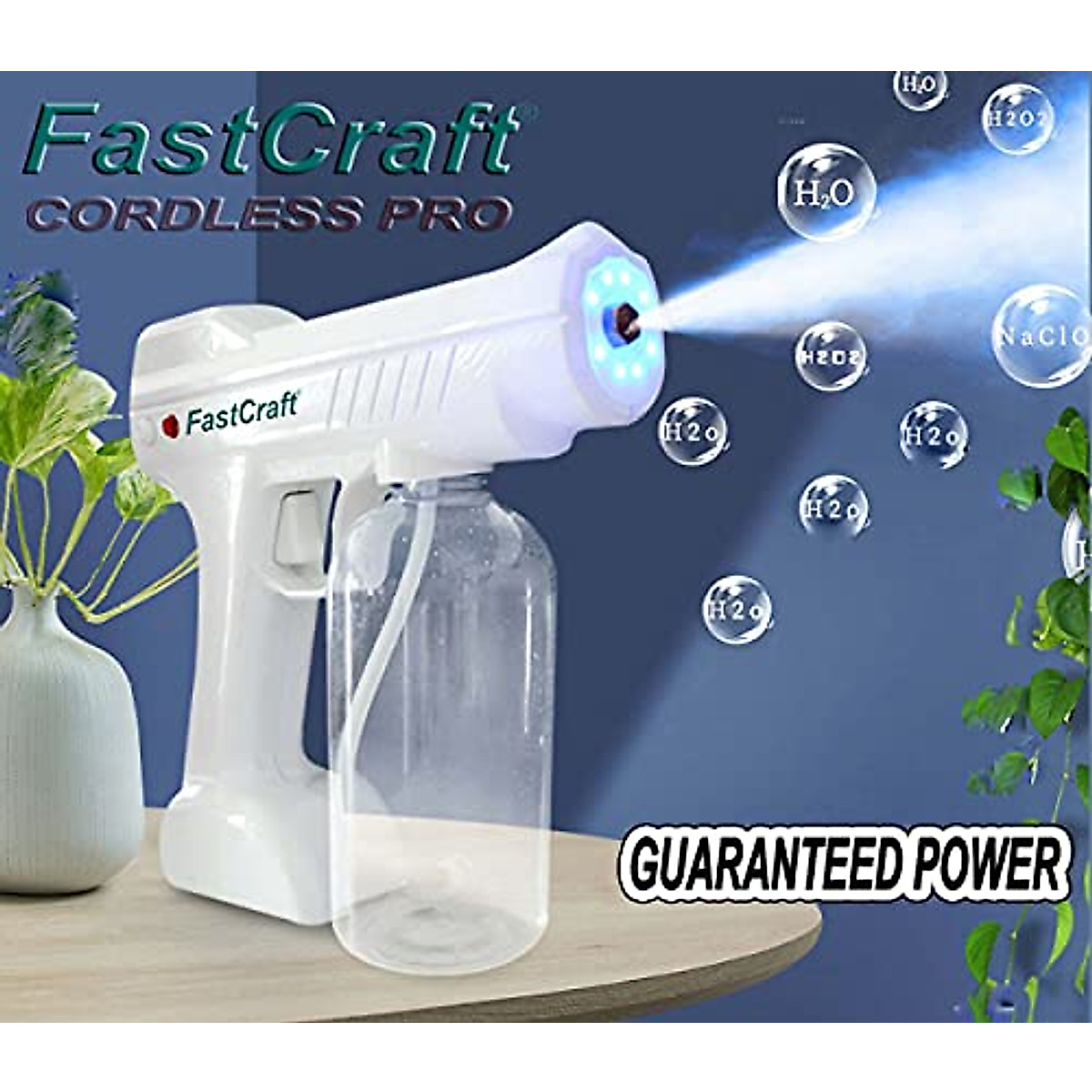 Atomizer Gun Sprayer Blue Light Nano Rechargeable Steam Fogger Gun for Office, School, Restaurant, Garden, Home - Steaming Sprayer Atomizer Gun