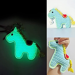 4 Pcs Glow in The Dark Yarn, Sewing Supplies,(55yd 50m) for Crocheting for DIY Arts, Crafts & Sewing Beginners Glow in The Dark Party (White Lemon Yellow Light Blue Light Green Green)