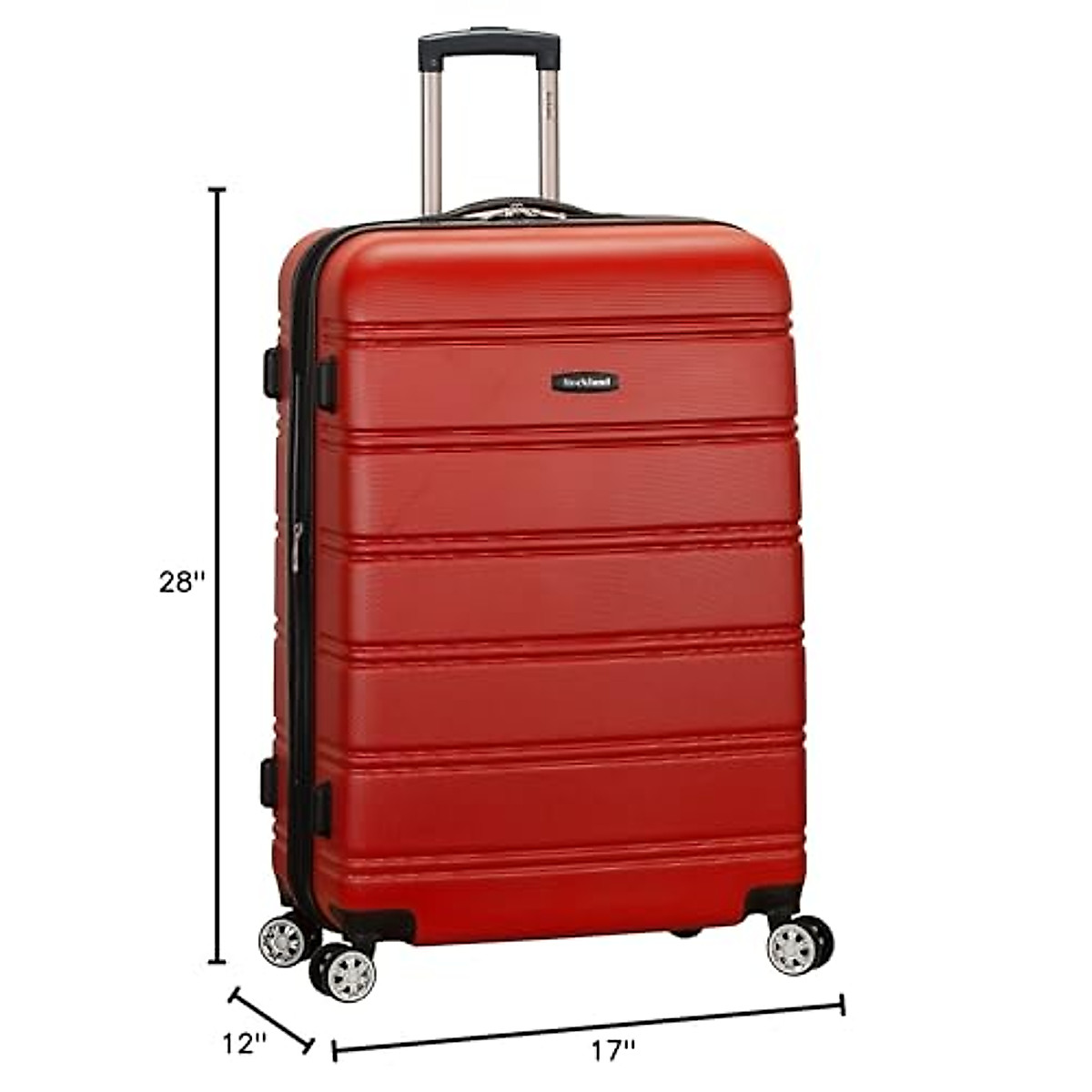 Rockland Melbourne Hardside Expandable Luggage with Spinner Wheels, RED, Checked Large 28"