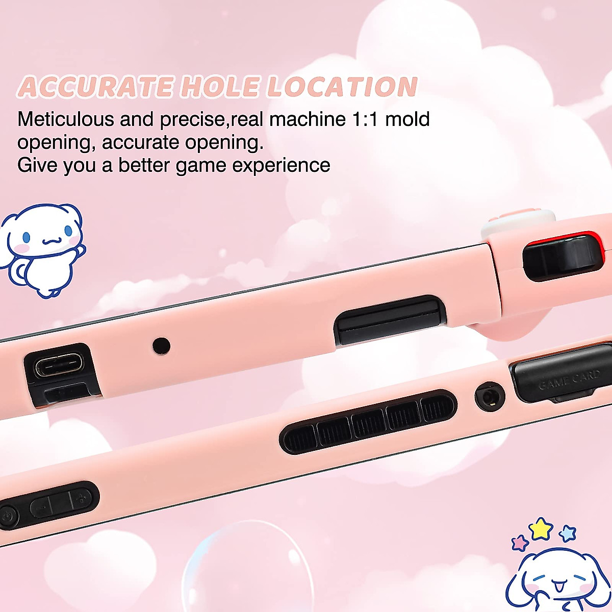DLseego Dockable Protective Case for Switch, Newest Pattern Cover with Anti-Scratch and Shock-Absorption Design Hard Cover with 2 pcs Thumb Grips – Pink Sleepy Rabbit