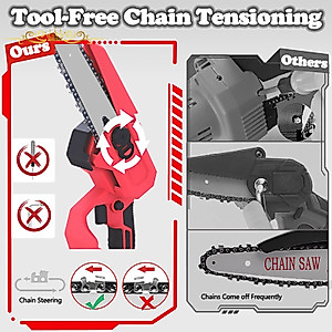 Mini Chainsaw Cordless 6 Inch BRUSHLESS Mini Chainsaw Battery Powered Chainsaw Kit, Small Handheld Cordless Chainsaw with Battery and Charger, 2.6lb Lightweight Portable Chainsaw for Tree Trimming