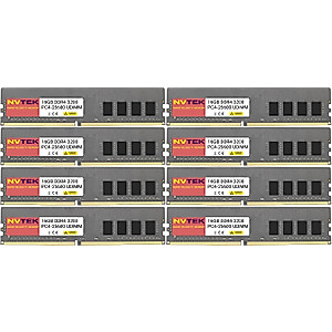 NVTEK 128GB (8X16GB) DDR4 3200MHZ PC4-25600 UDIMM 2Rx8 1.2V CL22 288-PIN Non-ECC Unbuffered Desktop PC Computer Memory KIT