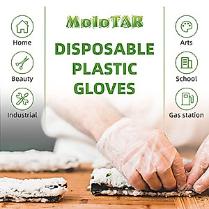 MoloTAR 500 Pieces Plastic Disposable Gloves,Disposable Gloves for Cleaning, [ One Size Fits Most ]