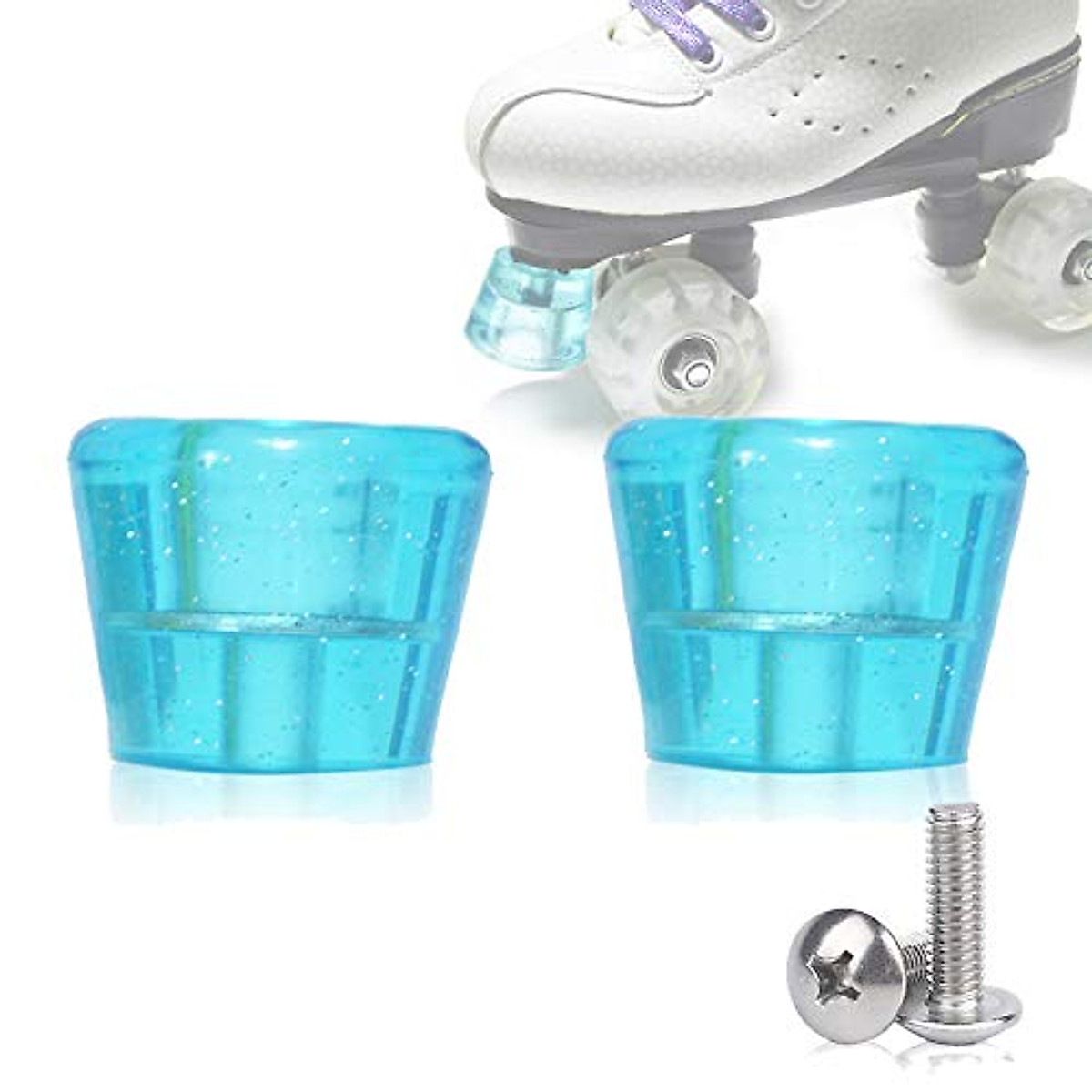 VNAKER PU Rubber Roller Skate Toe Stoppers 1 Pair with Screws (Blue