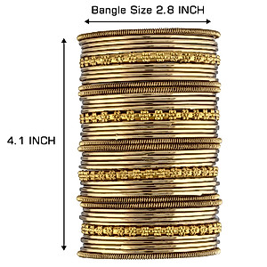 Aheli Stylish Indian Oxidized Bangle Set Ethnic Traditional Bollywood Fashion Wedding Wear Jewelry for Women (Gold_2.8 Inch)