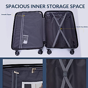 Tripcomp Luggage Sets Hardshell Travel Durable Suitcase Sets with Spinner Wheels TSA Lock, Carry-on,Luggage 3piece Set (20inch/24inch/28inch) (Silver)