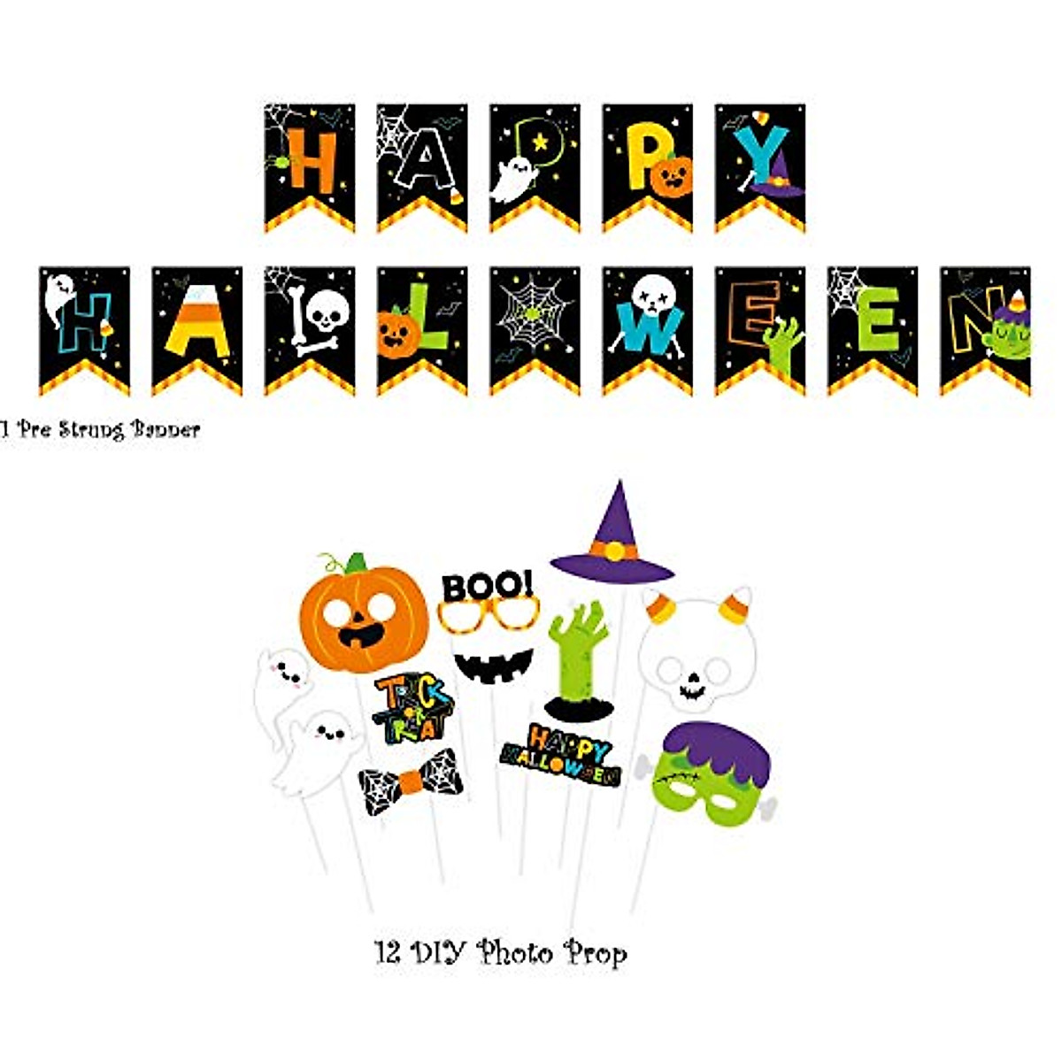 Serves 30 Complete Party Pack Cute Halloween Monsters and Ghosts 9" Dinner Paper Plates 7" Dessert Paper Plates 9 oz Cups 3 Ply Napkins 2 Table Cover Halloween Banner Halloween Party Decorations Halloween Party Supplies