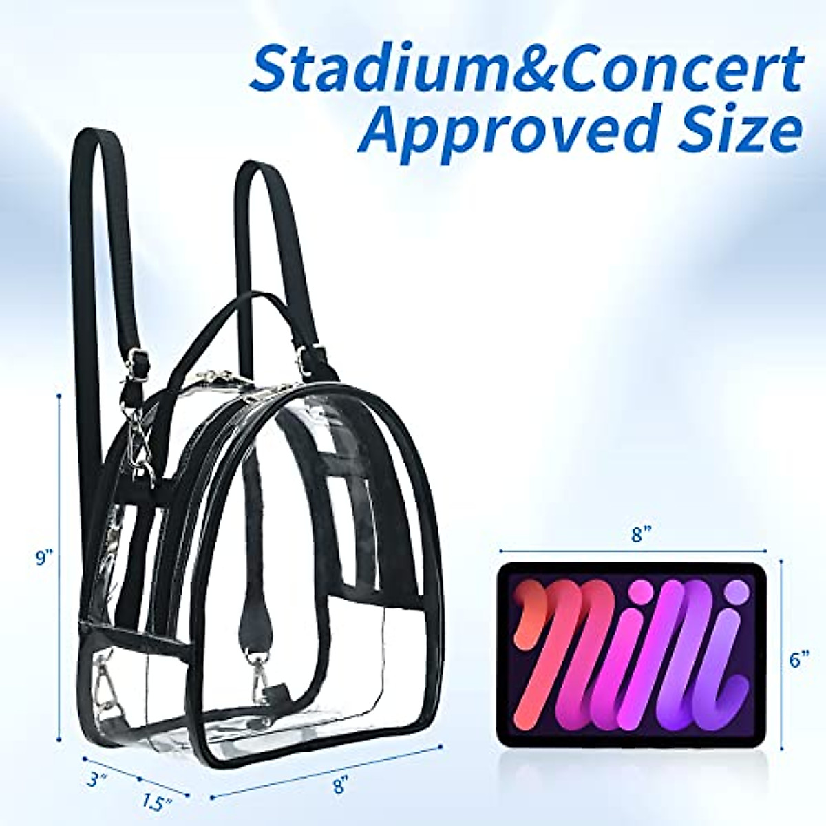 Mildbeer Clear Bag Stadium Approved Clear Mini Backpack, Clear Concert Backpack Purse, Clear Stadium Bag, Festival Bag