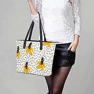 Spooky Banana Women's Tote Bag PU Leather Shoulder Bag Handbags Purse For Work Shopping Travel
