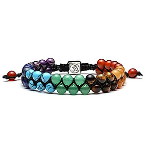 Top Plaza Bead Chakra Bracelet 7 Chakras Healing Crystals Bracelet Yoga Stone Beads Bracelets Meditation Relax Anxiety Bangle for Womens Mens