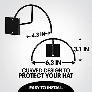 Hat Rack - 4 Pcs - Wall Mounted Display Rack- Multifunctionnal Helmet Rack- Black Painted Steel Hanging Hat Rack - Wall Rack for Hat, Helmet & Coat - Cap Holder Organizer for Bedroom, Entryway...