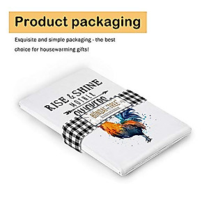 Bonsai Tree Funny Chicken Kitchen Towels with Sayings, Rise and Shine Mother Cluckers Rustic Dish Towels 28” x 28”, White Rooster Farmhouse Tea Towels Housewarming Gifts Decor for New Home