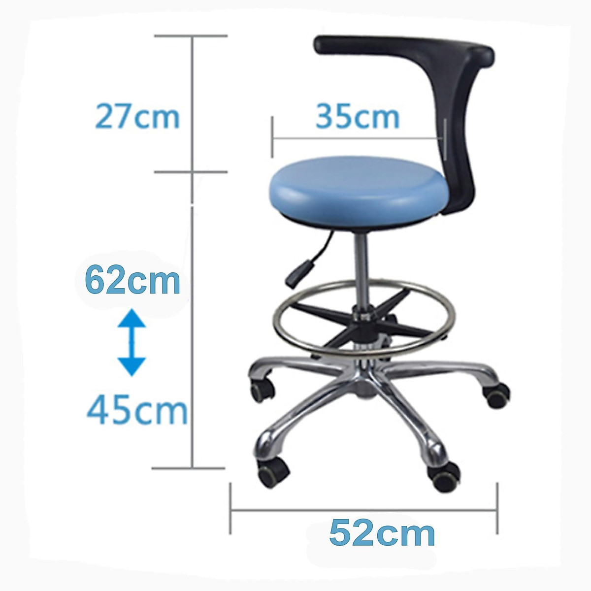 SFKLYU Dentist Chair Dental Stool with Lumbar Support Rolling Chair, Swivel Salon Chair for Drafting, Computer, Hospital, Clinic, Dental, Home,A2