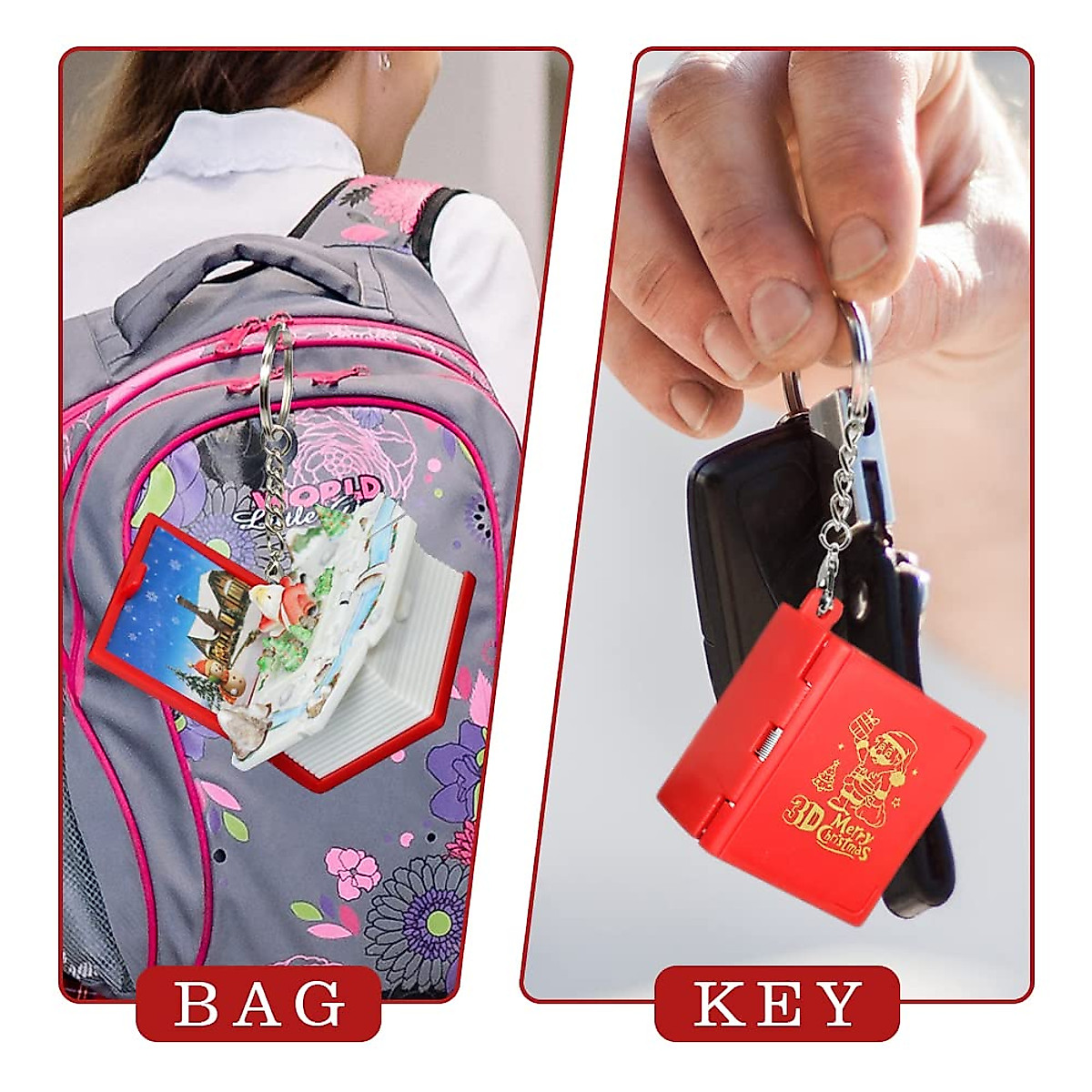 Uszeoka Santa Claus keychain for kids backpack,red,boys girls Pop up mini Christmas toys,Miniatures Decompression toy for adults,Christmas scene for women,men,children,Christmas gift