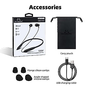 SoundMAGIC S20BT Neckband Bluetooth Headphones Wireless Earphones HiFi Stereo in Ear Headset with Microphone Lightweight Sports Earbuds Long Playtime Stable Connection Black
