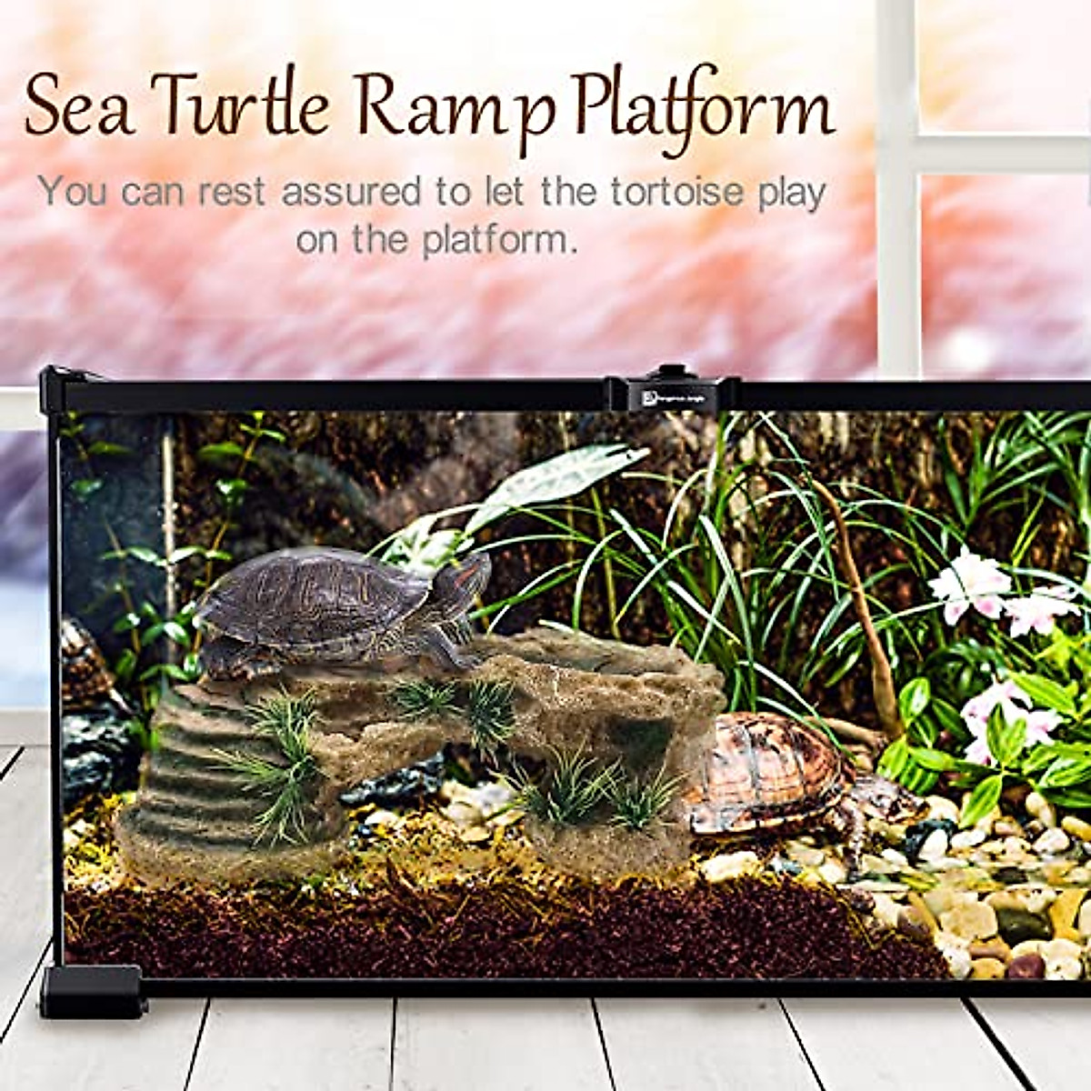 Hamiledyi Turtles Basking Platform 3Pcs Resin Bearded Dragons Climbing Step Ramp Tortoise Resting Dock Rock Hideout with Feeder Bowls for Reptile Lizards Chameleons Geckos Frogs Newts Snakes