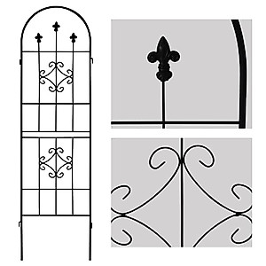 LZRS 2 Pack 71x20in Rustic Garden Trellis with Black Coating Decorative Potted for Climbing Outdoor Roses Vines Flower Vegetable Supports