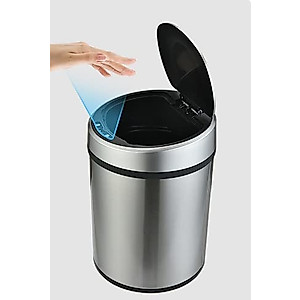 TekMango 12L Smart Touchless Sensor Trash Can for Home Kitchen Bedroom Living Room, 3 Gal Automatic Trash can for Office Hotel Restaurant Resort, Stainless Steel Infrared Motion Dustbin - Silver