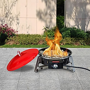 CRAFTSMAN 23" Gas Fire Pit Bowl with Locking lid & Pumice Stones Portable for car Camping, RVing, Tailgating, Backyard Patio fire Pit