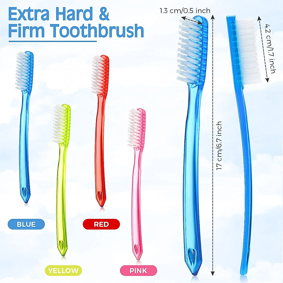 Zopeal Extra Hard and Firm Toothbrush for Adults Bulk Huge Head Bristle Full Head Manual Toothbrush for Cleaning(8 Pieces)