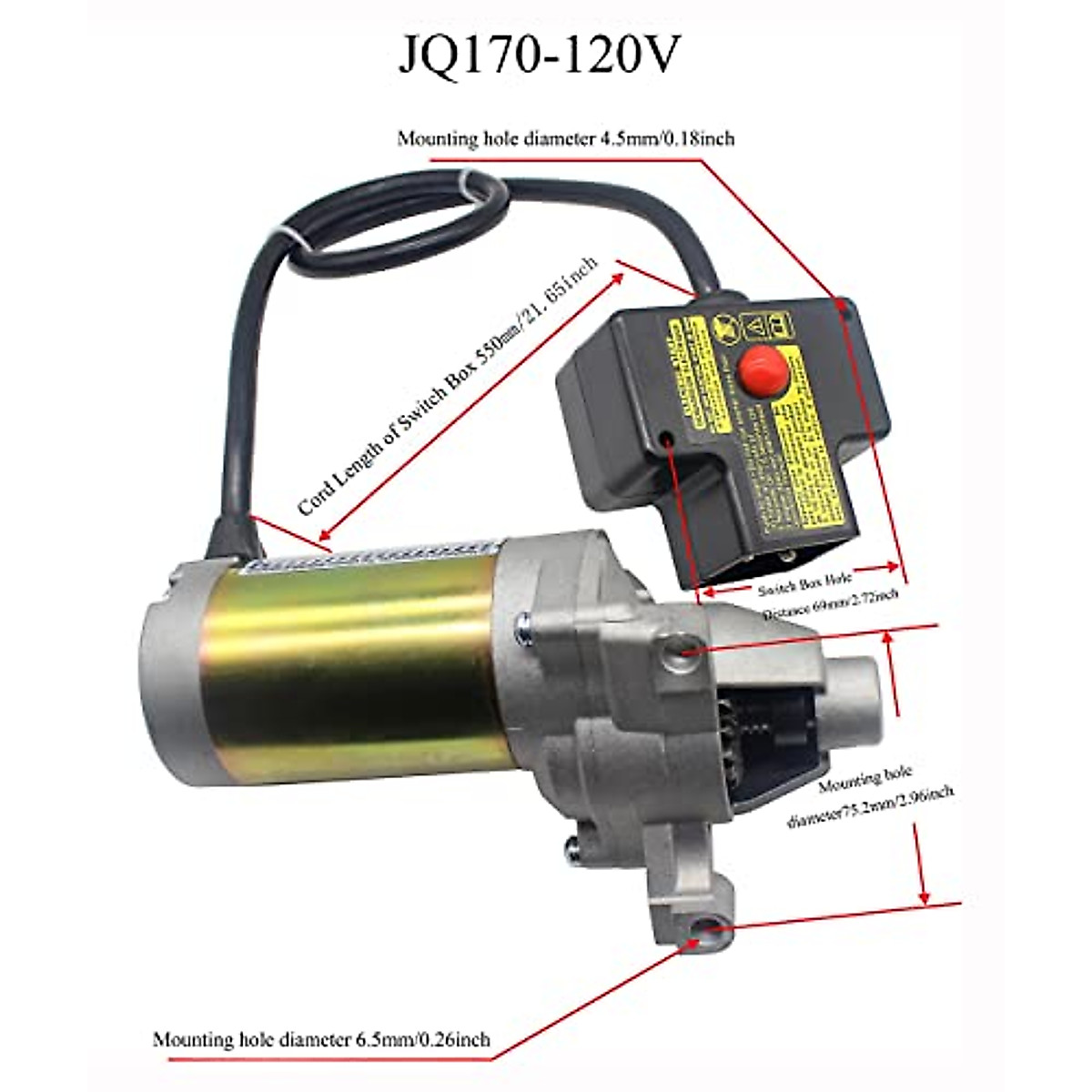 Fullas Electric Starter Motor 17 Teeth JQ170 Compatible with Cub Cadet Troy Bilt Snow Thrower Replacement 951-10645, 951-10645A, 751-10645, 751-10645A
