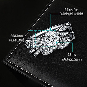 AHLOE JEWELRY CEJUG Wedding Ring Sets for Him and Her Women Men Titanium Stainless Steel Bands 18k White Gold 1.5Ct Cz Couple Rings Size 11&7