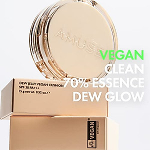 AMUSE Dew Jelly Vegan Cushion Foundation Glow Dewy Finish Clean Beauty Dry and Sensitive Skin Eco-Friendly 1.5 CLEAR
