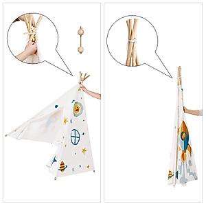 SONGMICS Kids Teepee, Portable Play Tent for Toddlers, with Ventilated Window, Floor Mat, Carry Bag, Private Space for Up to 3 Kids, 43.3 x 43.3 x 61 Inches, White ULPT120W01