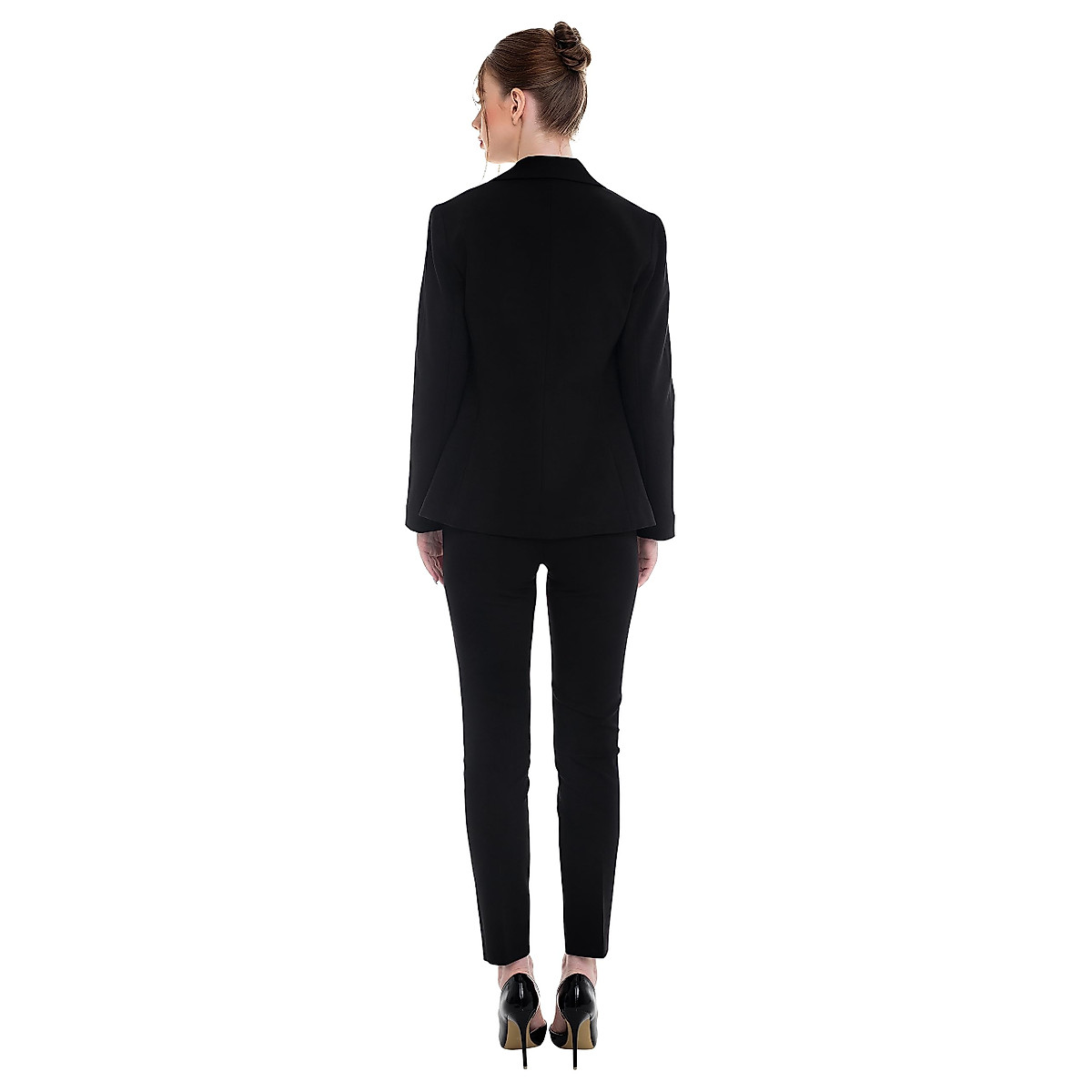 Marycrafts Women's Pant Suits Set – Professional Business Suiting Blazer and Pants 2 Piece Outfit 14 Black