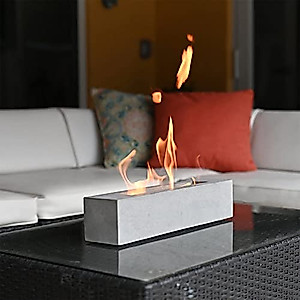 Colsen Tabletop Ethanol Fireplace Indoor Outdoor Fire Pit Portable Fire Concrete Bowl Pot Fireplace (Rectangular) … (Classic)