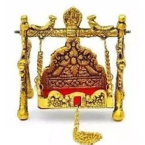 Laddu Gopal Metal jhula Traditional Metal Gold Plated Laddu Gopal Krishna Pooja Jhula