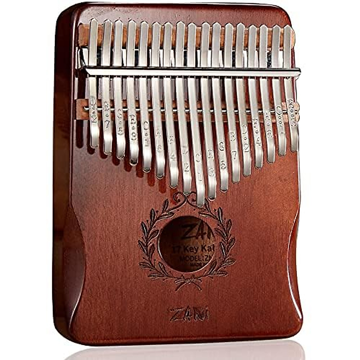 Kalimba Thumb Piano 17 Keys with Engraved Notes Olive Pattern Handhold Cute Finger Piano Mabogany Solid Wood Portable Musical Instrument with Music Book for Kids Adult Beginner (Coffee)