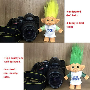 2packs Vintage Troll Dolls Set,Lucky Doll Chromatic Adorable for Collections, School Project, Arts and Crafts, Party Favors (Style5-Lucky+Best Friend)