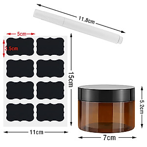 WYKOO 12 Pack 4oz Amber Plastic Jars with Lids and Labels, Refillable Empty Round Containers Storage Jars for Cosmetic, Lotions, Kitchen, Arts, Crafts Supplies