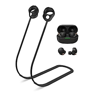 SUIHUOJI for Sony WF-1000XM4 Strap, Soft Silicone Special Anti-Skid Design Sports Anti Lost Strap Lanyard Accessories Compatible with Sony WF-1000XM4 Neck Rope Cord(Black)