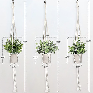 Artificial Plants 3 Pack Mini Fake Plants Fake Hanging Plants Artificial Decor with 3 Macrame Plant Hangers Decorative Plants Faux Hanging Plants Greenery Decor for Wall Kitchen Bathroom Home Office