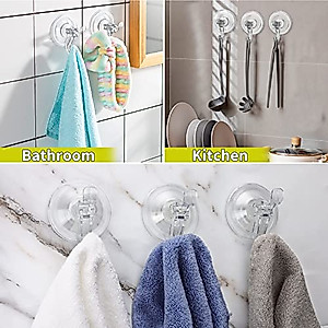 Antimbee 3-Pack Suction Cup Hooks, Strong Vacuum Cup Hanger for Shower, Glass Door Window Christmas Wreath Suction Holder Hanger (Transparent Dual Hooks Design)