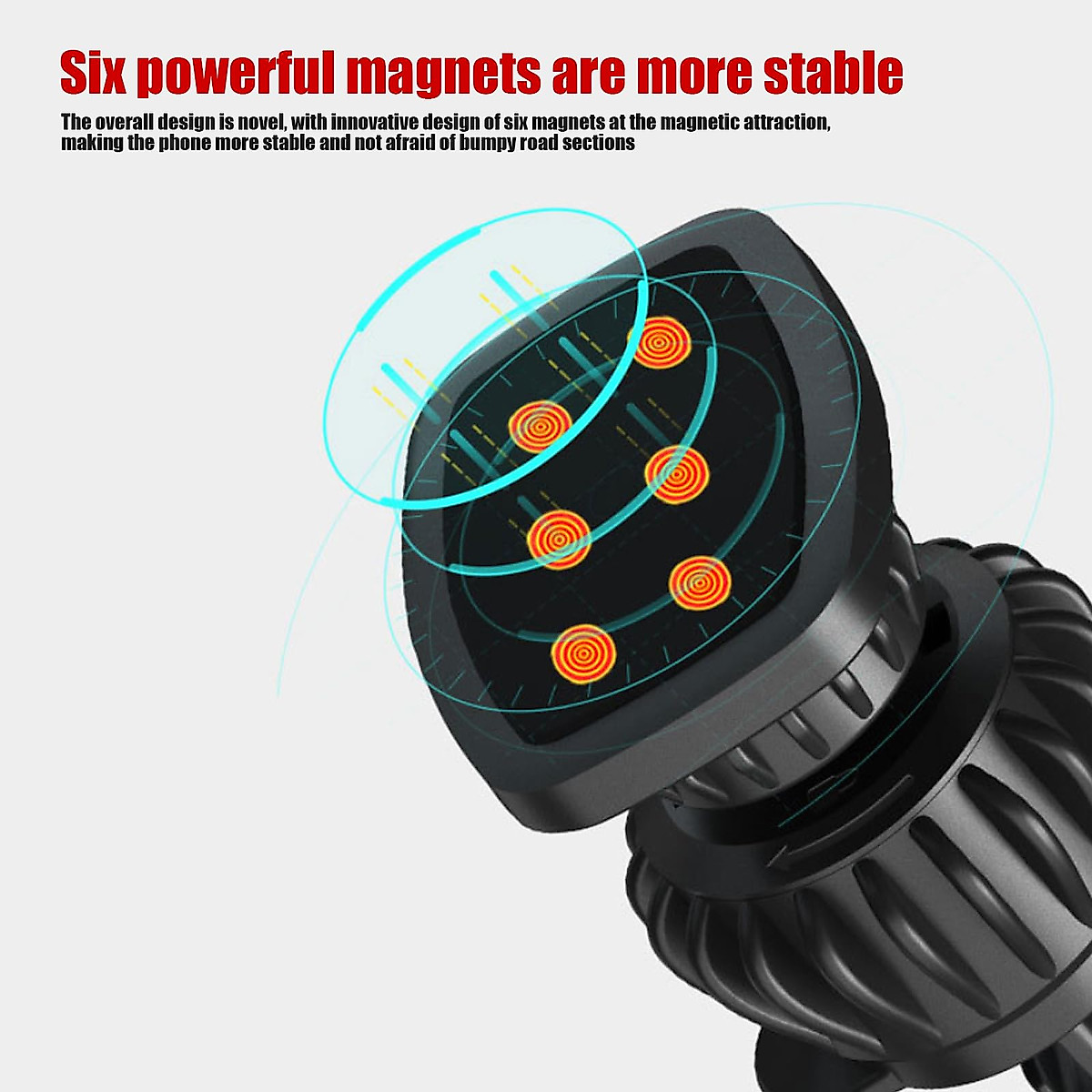 gunhunt 1 PC Snap-on Car Phone Holder, 2.36" x 1.57" 360° Rotating Air Outlet Multifunctional Navigation Bracket, Suitable for Conventional Horizontal Air Outlets Such as Horizontal/Vertical (Black)