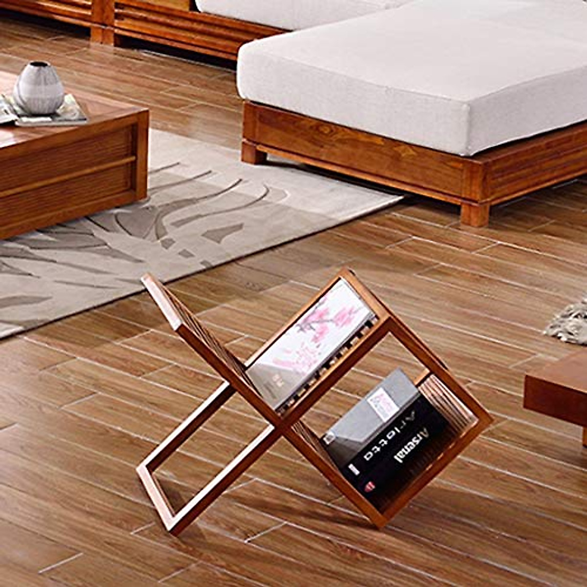 Storage Newspaper Baskets Furniture Wooden Newspaper Rack Study Room Living Room Magazine Rack Rack Study Room Shelves (Color : Brown, Size : 6735cm)