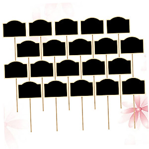 Ciieeo 20pcs Wood Chalkboard Signs Mini Message Board Signs Mini Message Sign Blackboard Garden Stakes Mini Chalk Sign Mini Chalkboard Black Board Garden Makers Bamboo Wedding Wood Pile