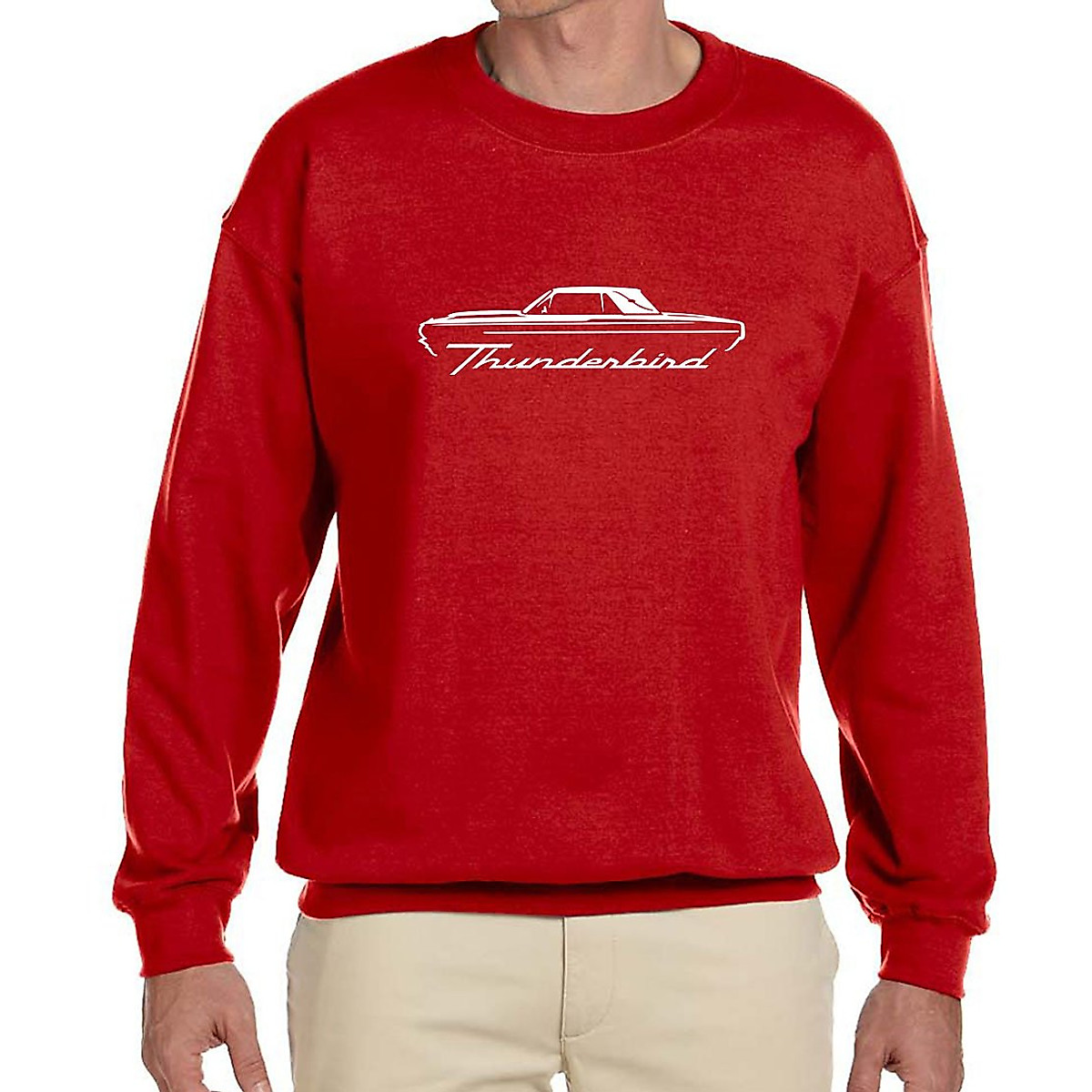 Maddmax Car Art 1964 1965 1966 Ford Thunderbird Hardtop Classic Outline Design Fleece Sweatshirt X-large grey