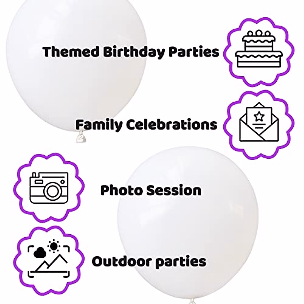 White Balloons 100 Pack, Round Latex Party Balloons12 inch, Thickened white matte balloons Can be filled with Helium for Birthday Wedding Graduation