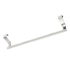 Cabilock 1pc Cabinet Door Hook Over Door Towel Bar Metal Organizer Shelf Storage Hooks Towel Bar with Hooks Bathroom Shelf Towel Rod for Bathroom Stainless Steel Silver Towel Rack Metal Set