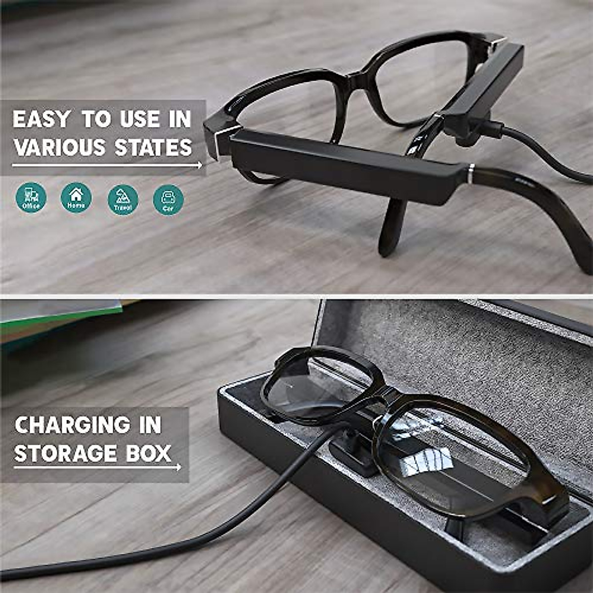 [2-Pack] TUSITA Charger Compatible with Echo Frames (2nd Gen) - USB Magnetic T- Head Charging Cable 3.3ft 100cm - Smart Audio Sunglasses Accessories