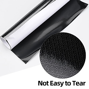 6D Carbon Fiber Vinyl Self Adhesive Film, High Gloss Black Carbon Fiber Vinyl Wrap Sticker Wrap Roll with Air Bubble (1ft x 5ft)