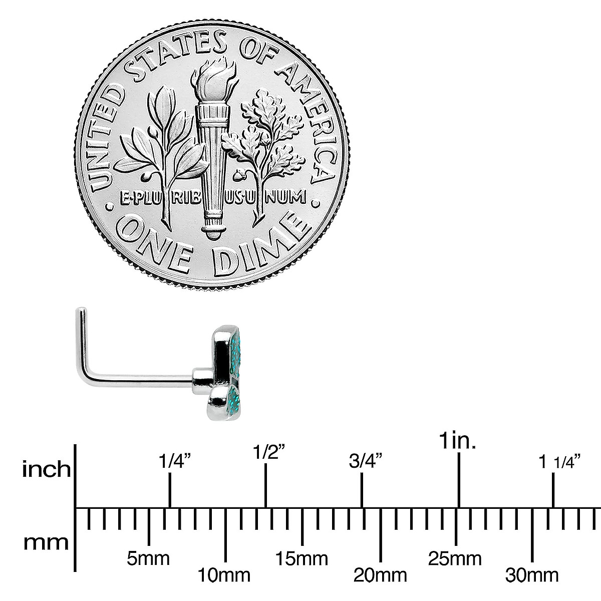 Body Candy Womens 20G 7mm 316L Steel L Shaped Nose Ring Top Hat Shamrock Mens Nose Stud Body Piercing Jewelry